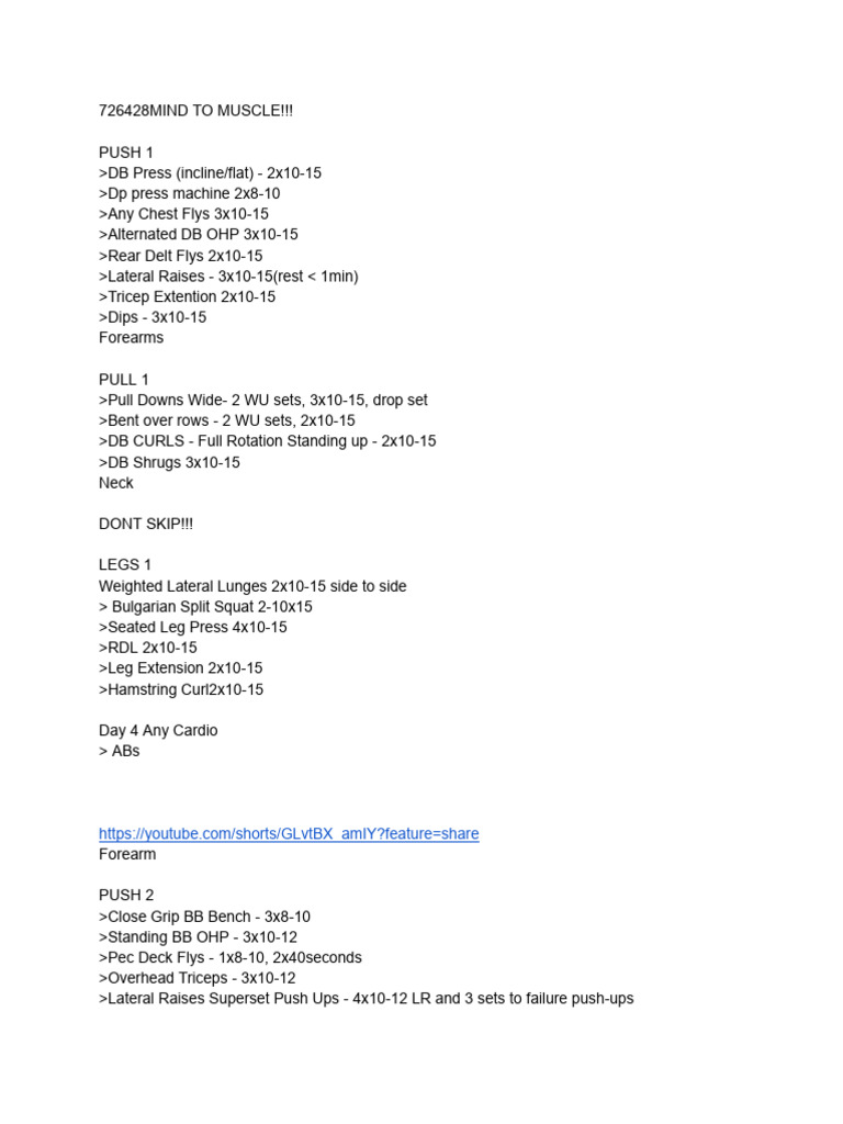 PUSH PULL LEGS - Google Docs | PDF