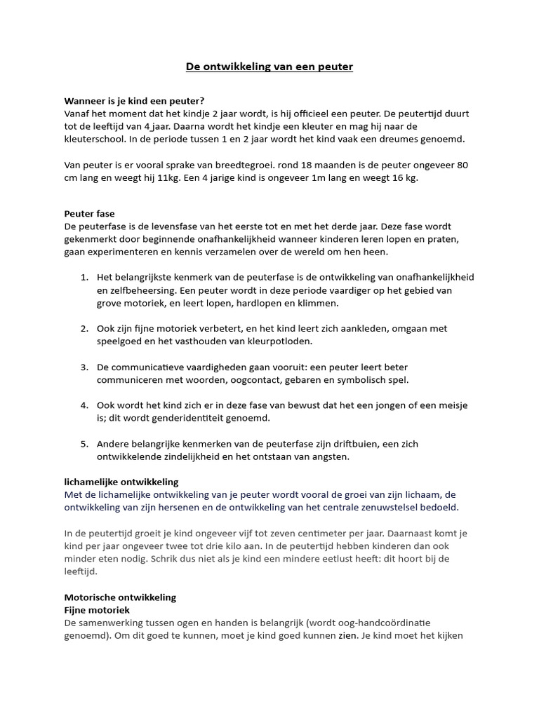 Ontwikkeling Van Peuter | PDF