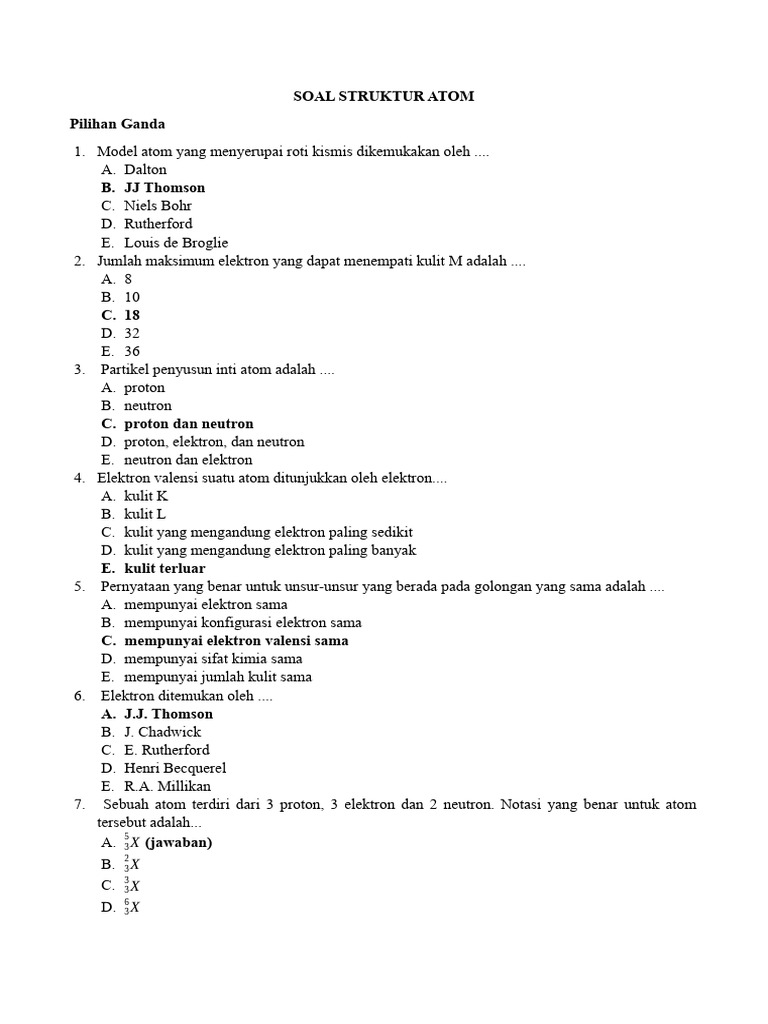 Soal Struktur Atom | PDF | Metode & Bahan Ajar | Teknologi & Rekayasa