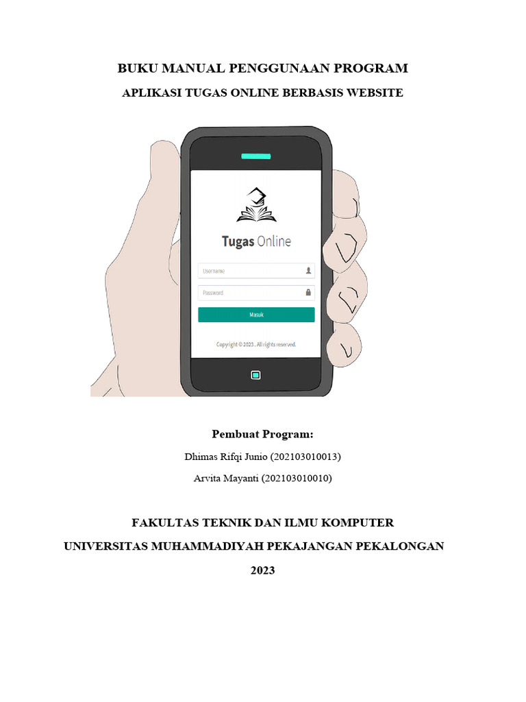 MANUAL BOOK Aplikasi Tugas Online - Dhimas Rifqi Junio - 202103010013 | PDF