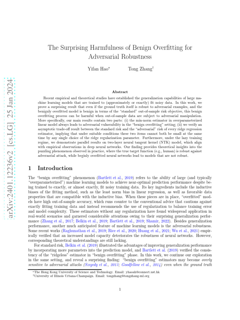 The Surprising Harmfulness of Benign Overfitting For | PDF | Linear Regression | Applied Mathematics