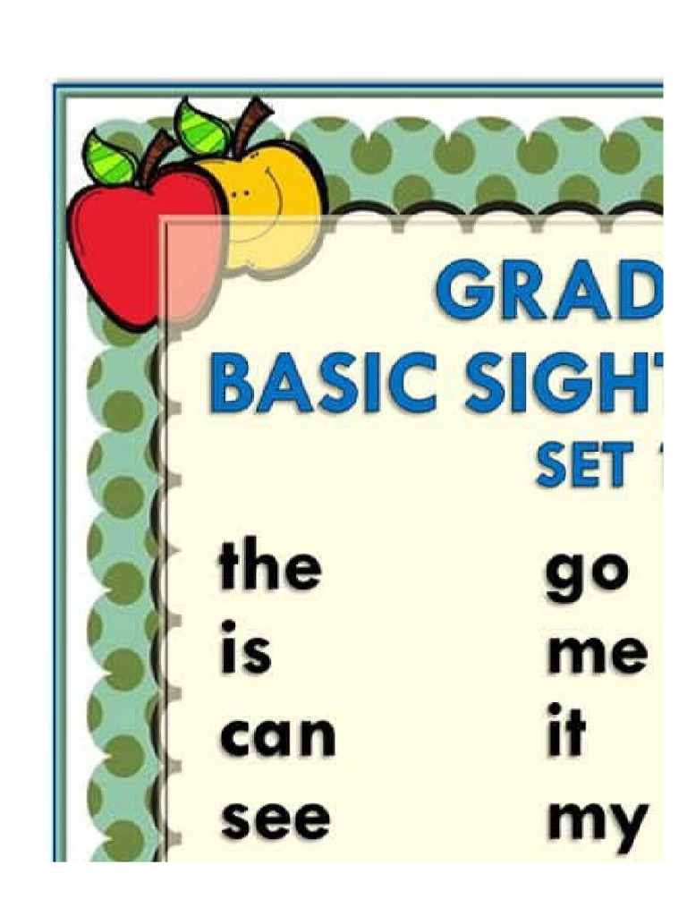 Basic Sight Words 1 10 Tarpapel | PDF