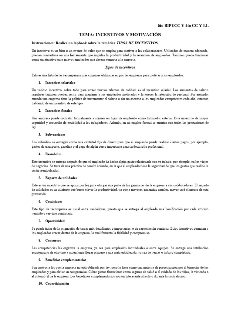 Hoja de Trabajo Incentivos | PDF | Business | Salario