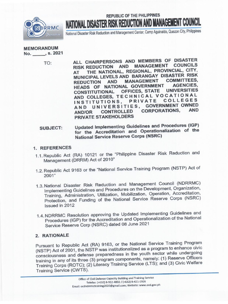 Updated IGP of The NSRC 2021 | PDF