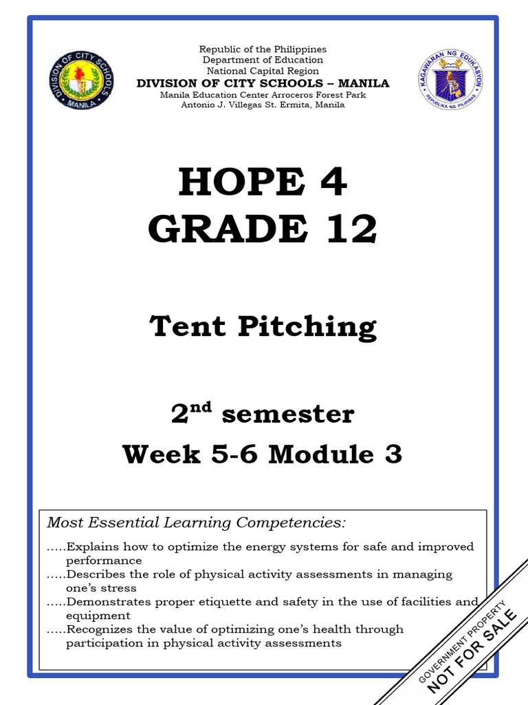 HOPE 4 - Q3 - Mod3 | PDF | Tent | Camping