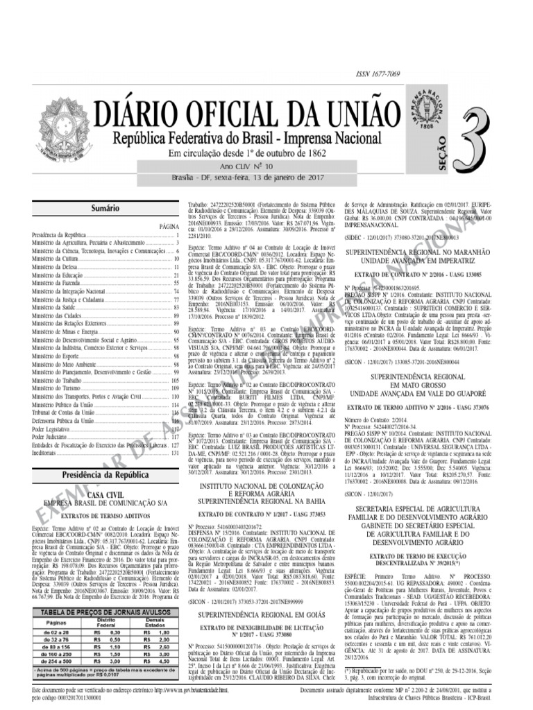 Diário Oficial Da Unial em 13-01-2017-s3 | PDF