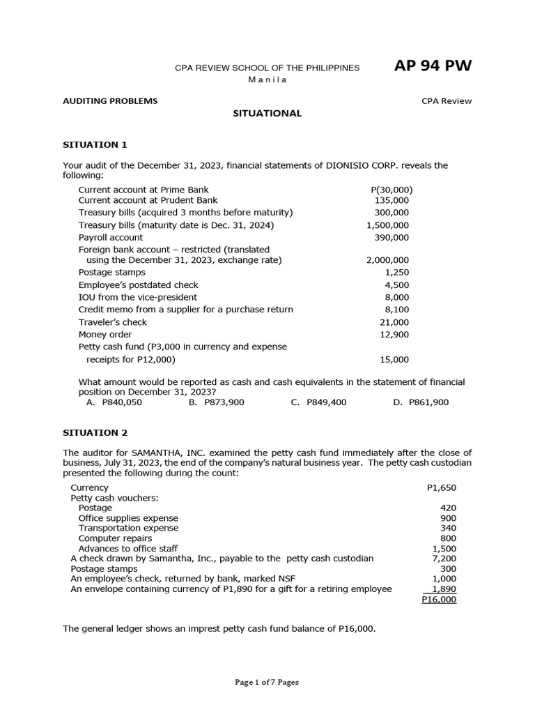 AP Preweek B94 - Questionnaire | PDF | Book Value | Debits And Credits