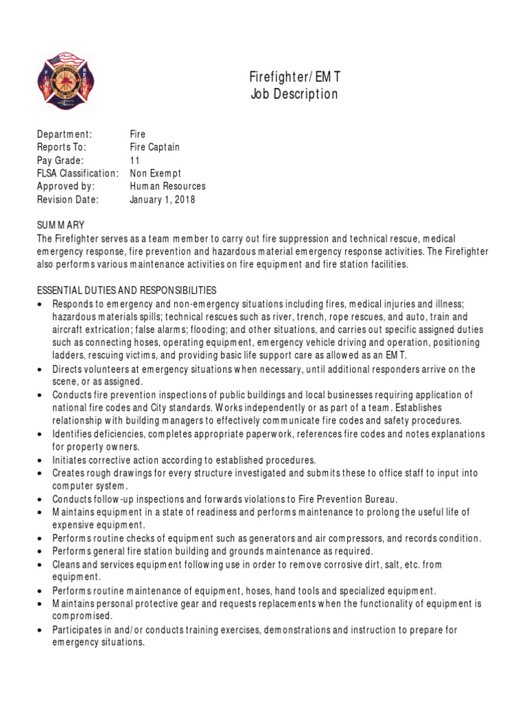 Firefighter-EMT | PDF | Firefighter | Fire Safety