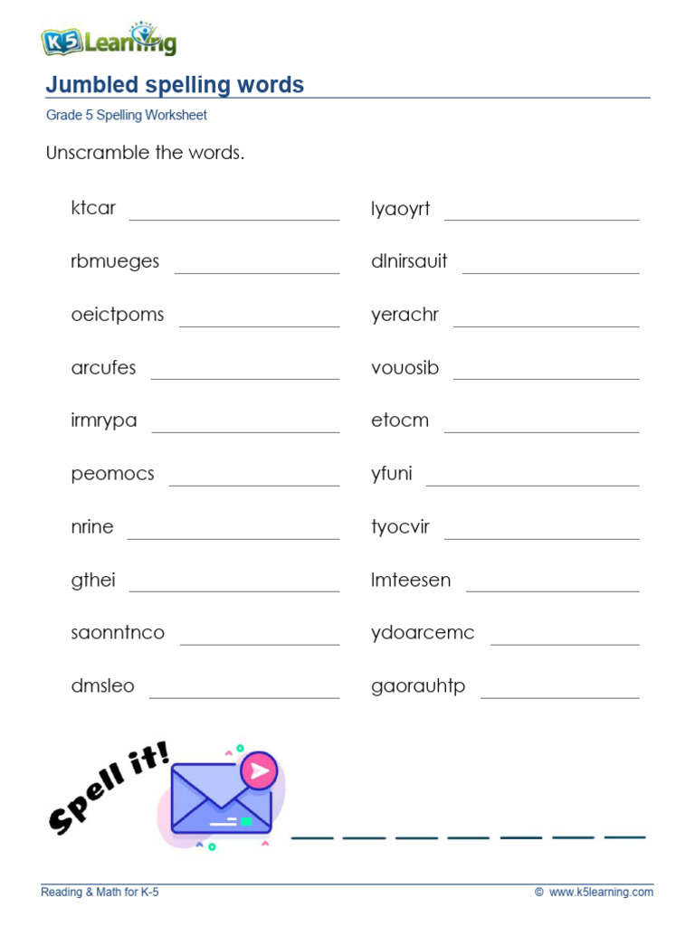 Grade 5 Jumbled Words 2 | PDF