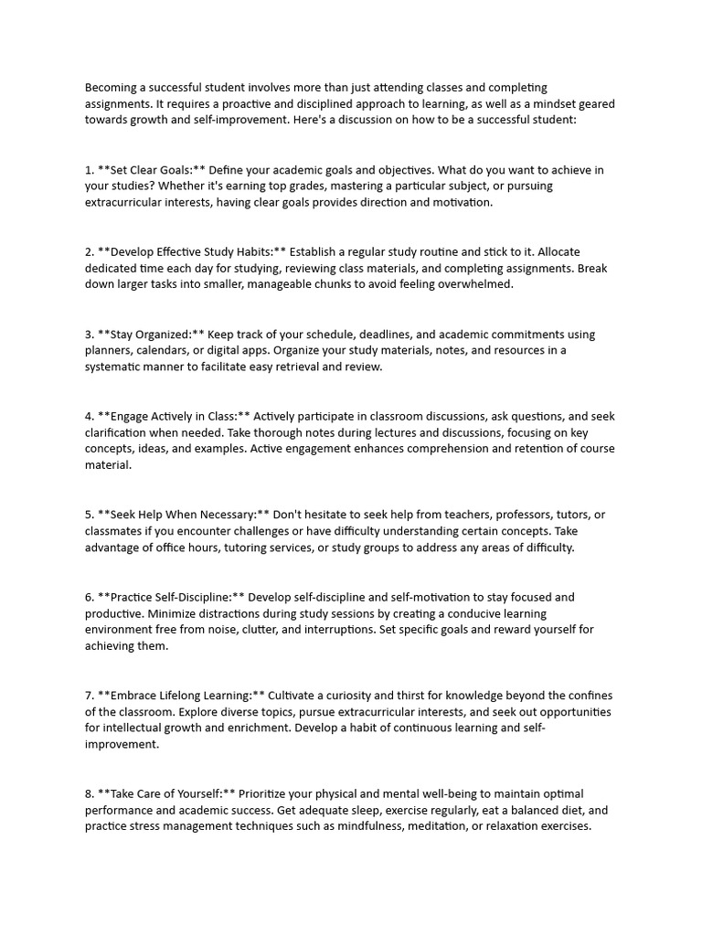 Strategies for Student Success | PDF | Disciplines | Goal