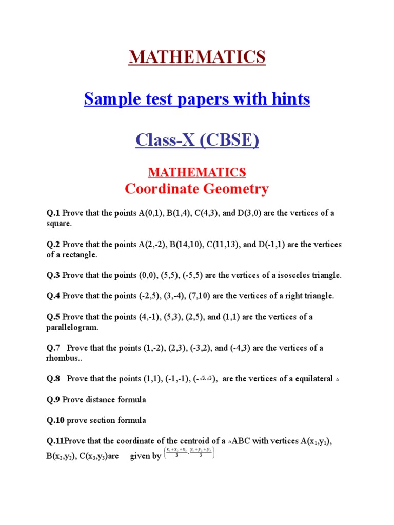 Coordinate Geometry | PDF | Cartesian Coordinate System | Triangle