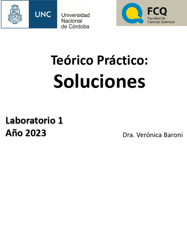 Soluciones 1 2023 | PDF | Solubilidad | Química Física