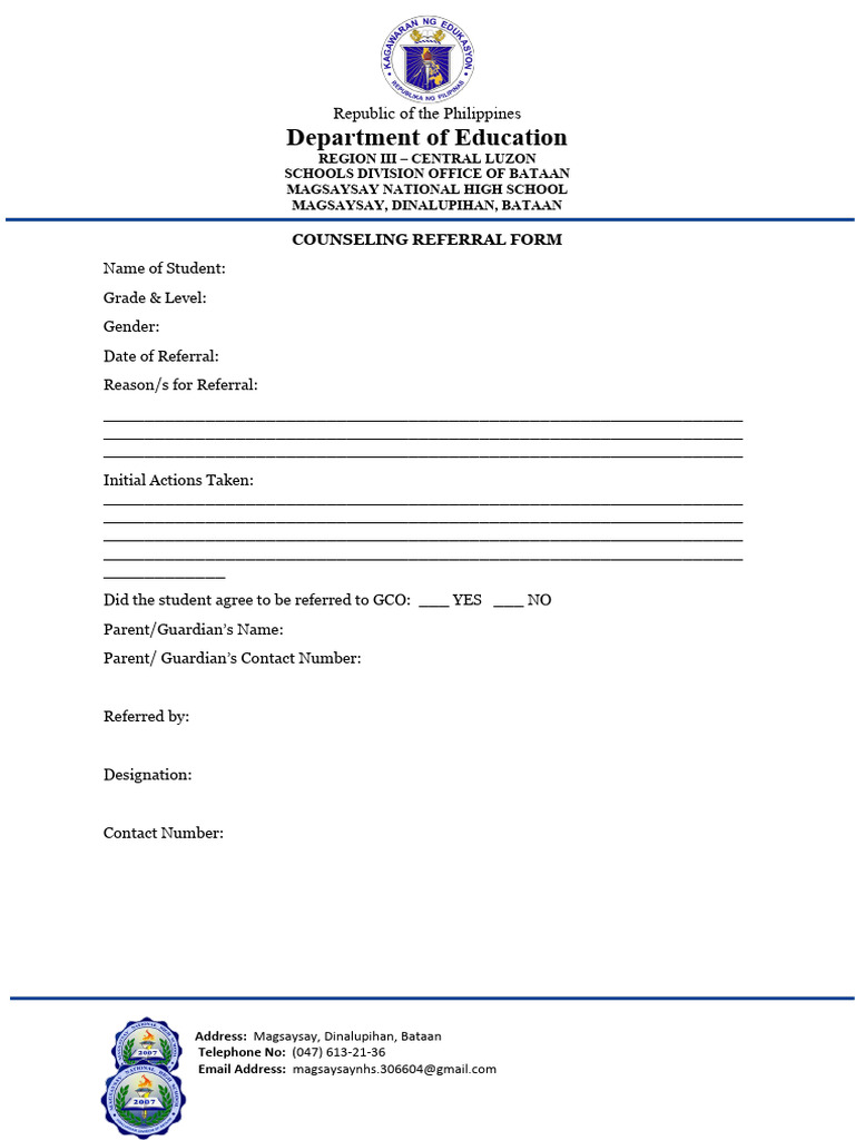 Updated Counseling Referral Form | PDF