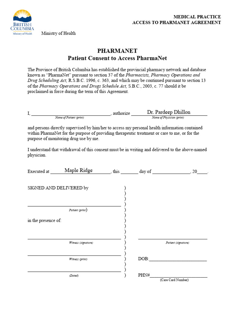 PharmaNet Consent Form | PDF | Pharmacy | Health Care