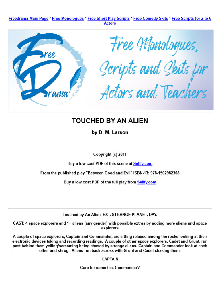Touched By An Alien A Short Online Comedy Skit Fo Pdf