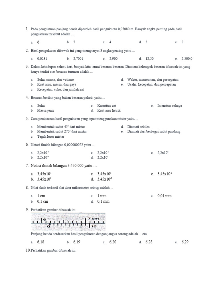 Soal Fisika Kelas X Ganjil 2023 - 2024 | PDF