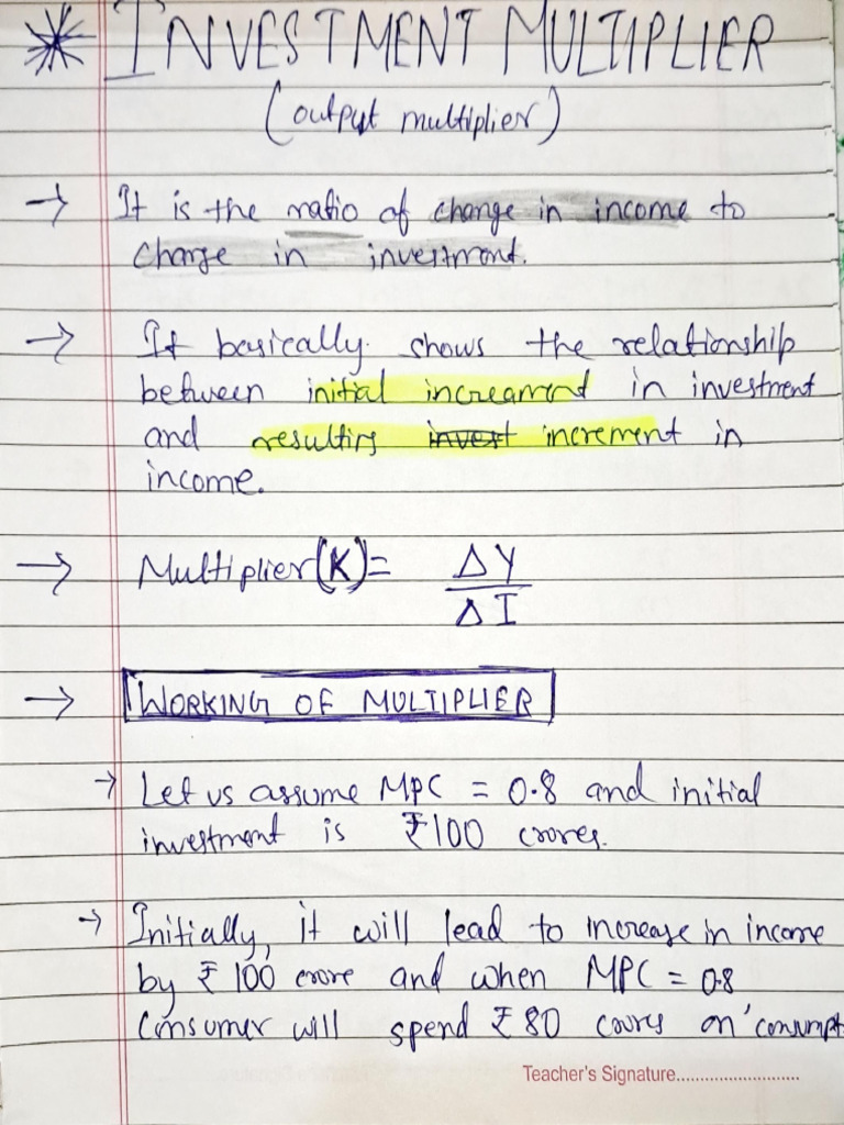 Investment Multiplier and Excess Demand and Deficient Demand | PDF