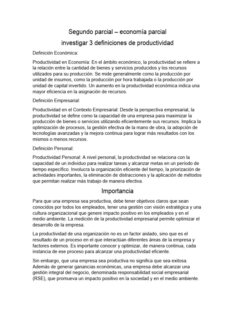 Segundo Parcial Economia Tarea 1 | PDF | Business | Gestión de recursos ... Segundo Parcial Economia Tarea 1 | PDF | Business | Gestión de recursos ...