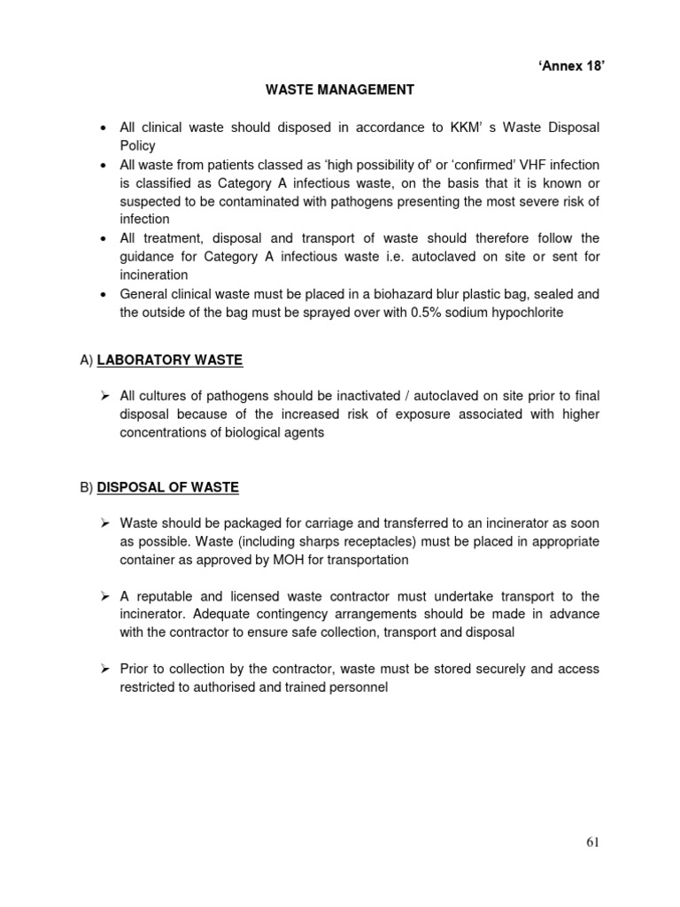 Annex 18 Waste Management | PDF