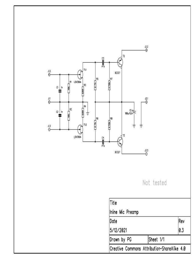Inline Preamp 0.3 Schematic | PDF