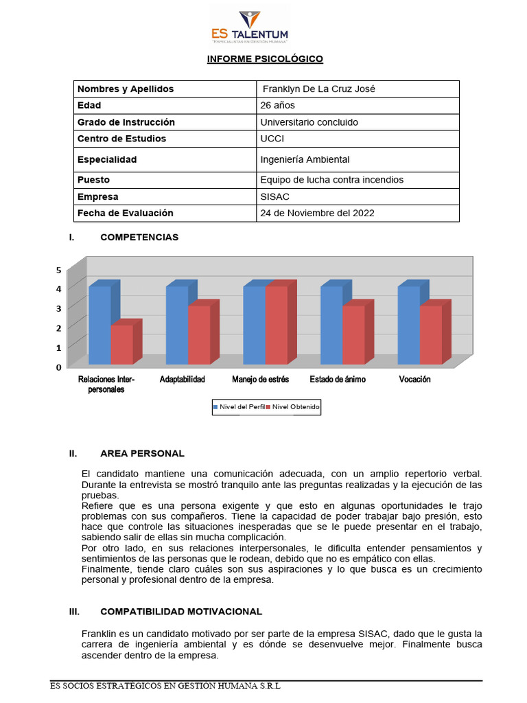 MODELO DE INFORME Apto-No Apto 2 | PDF | Ciencia cognitiva | Cognición