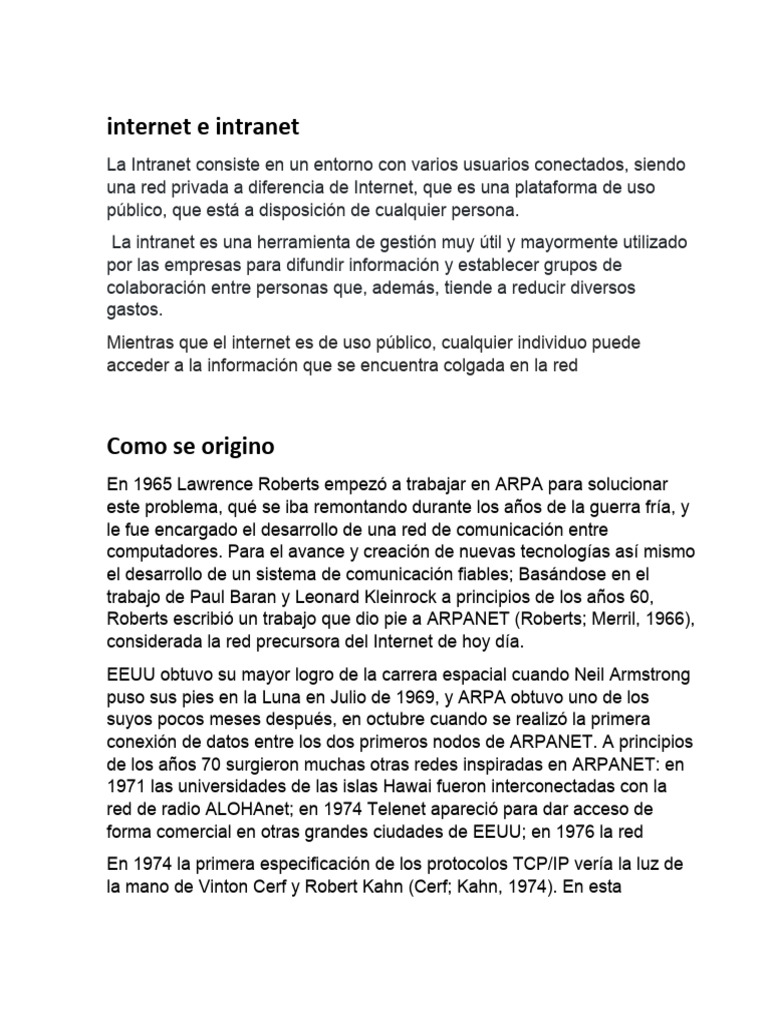 internet e intranet | PDF | Internet | Red de computadoras