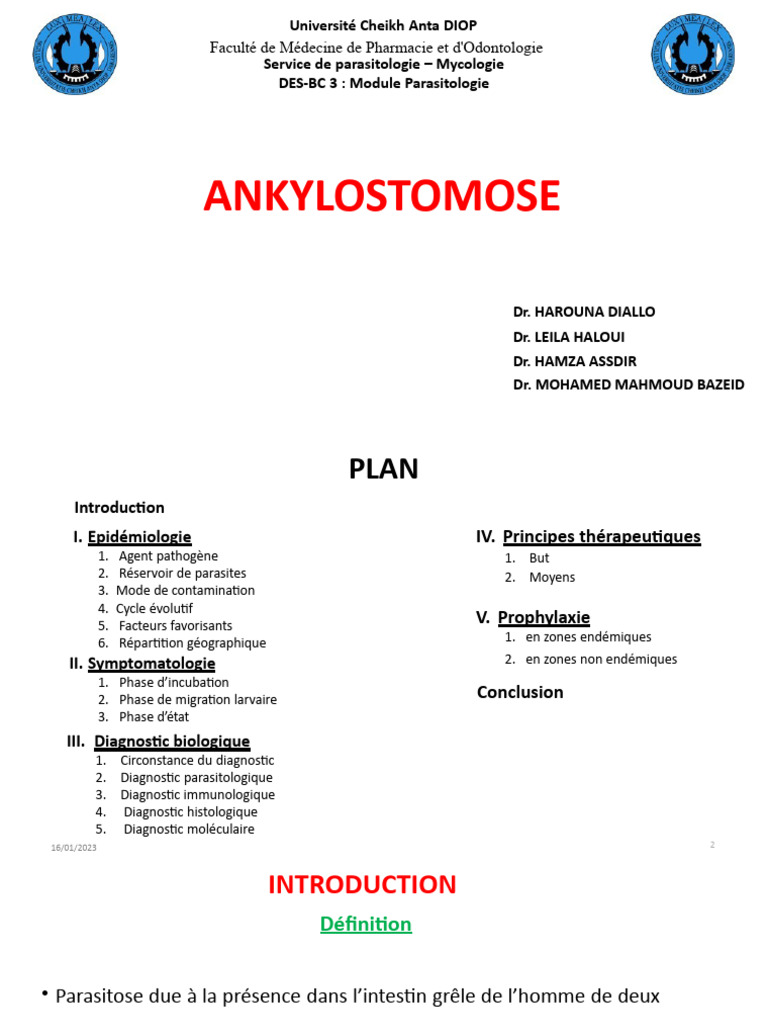 Ankylostomose : Épidémiologie et Diagnostic | PDF | Parasitologie ...