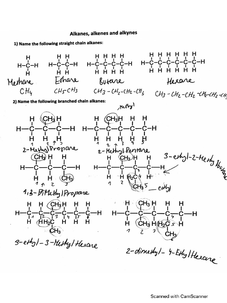 Alkanes, Alkenes, Alkyds Nomenclature | PDF