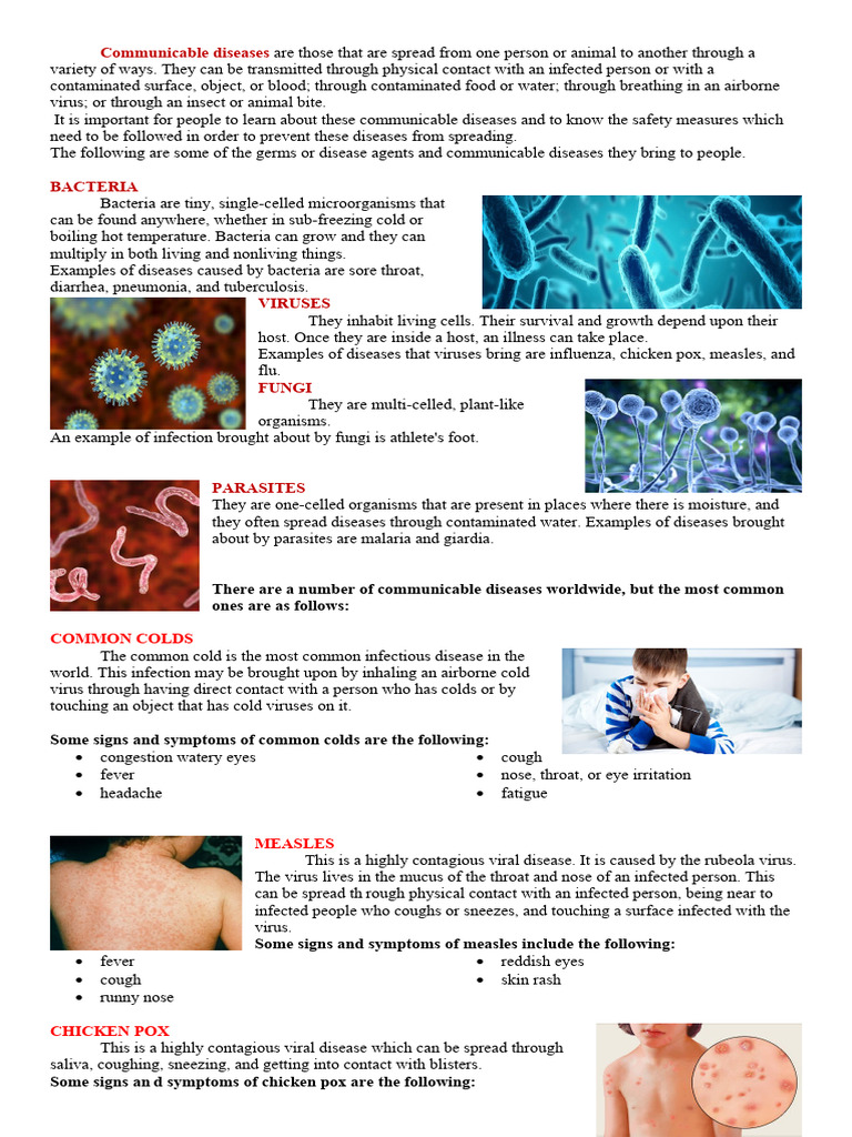 Communicable Diseases | PDF | Infection | Common Cold