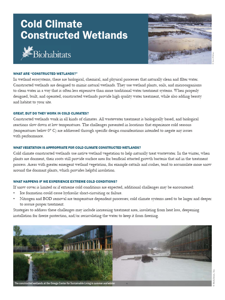 Cold Climate Constructed Wetlands Guide | PDF | Wetland | Snow