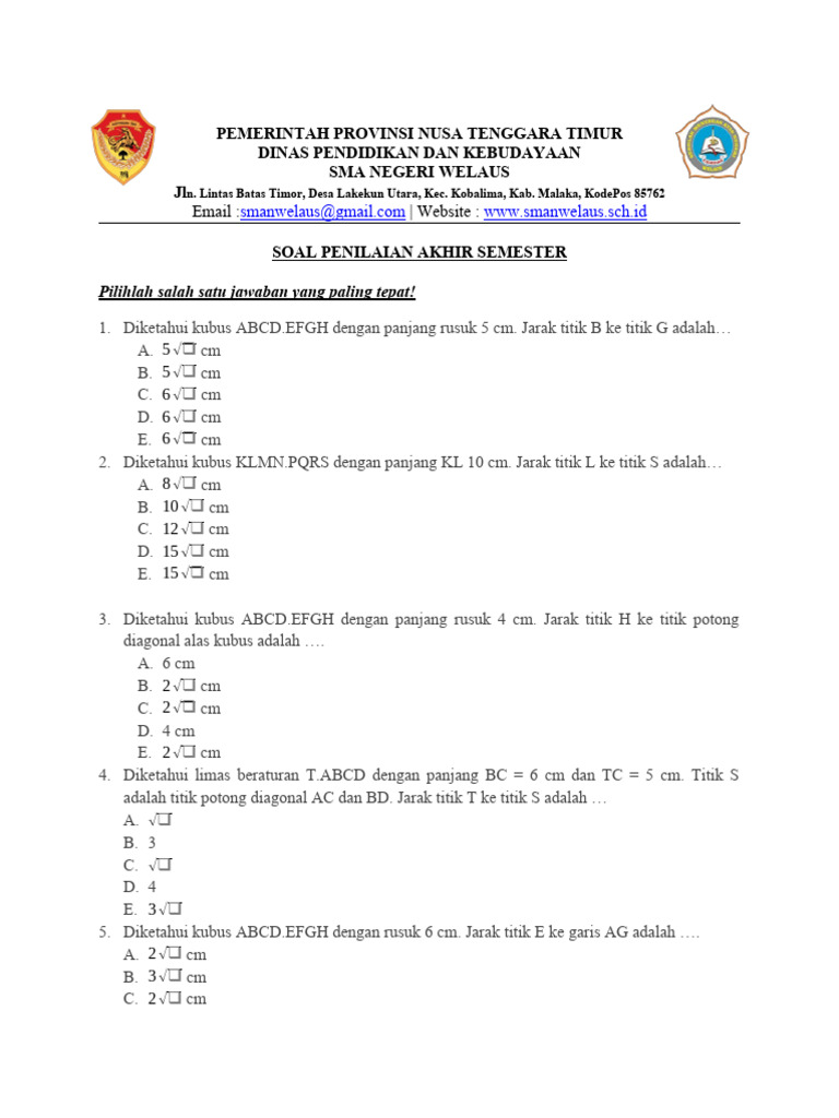 Soal Mat Wajib Pat Kelas Xii | PDF