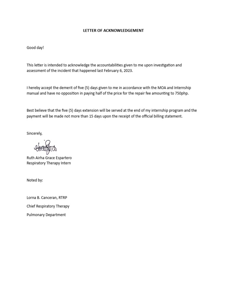 Acknowledgement Letter | PDF