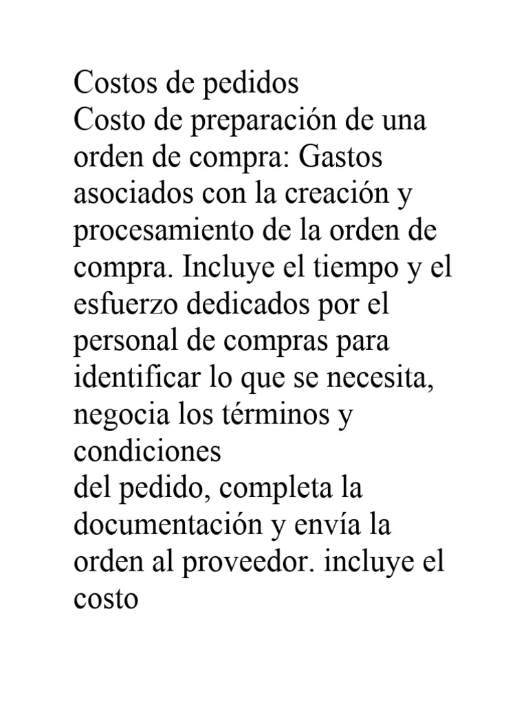 Costos de Pedidos | PDF | Business | Seguro