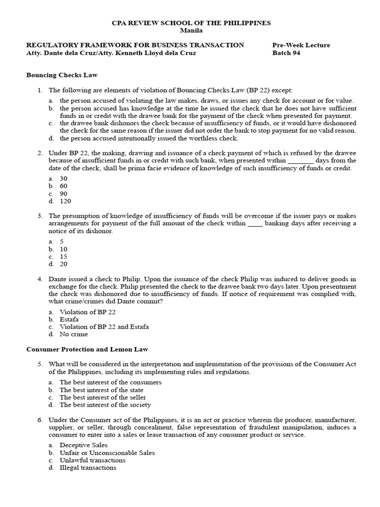 RFBT (2 of 2) Preweek B94 - Questionnaire | PDF | Securities (Finance) | Stocks