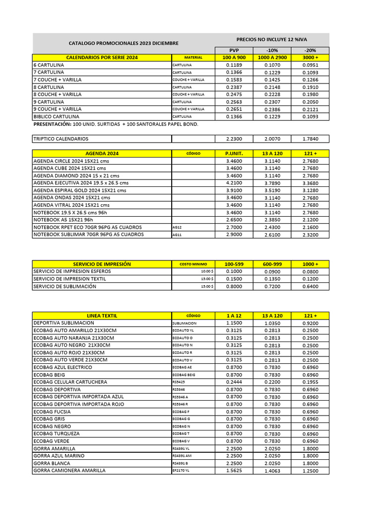 Lista de Precios | PDF | Color | Rojo