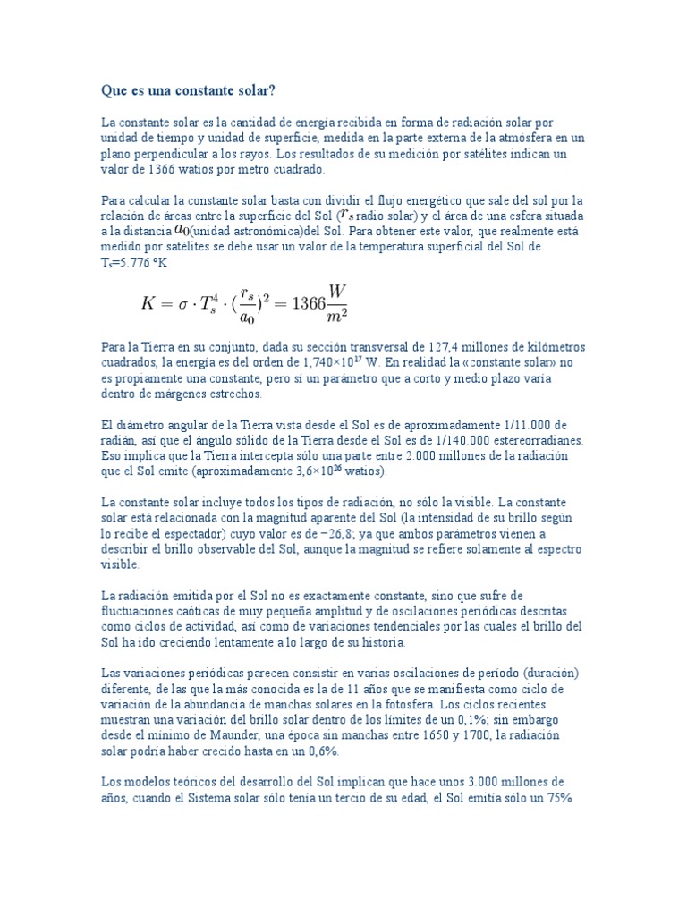 Que Es Una Constante Solar | PDF | Astronomía | Sistema solar