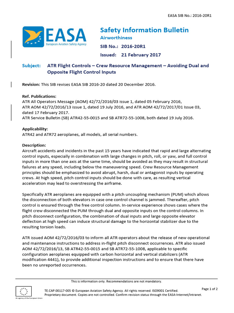 ATR Flight Controls Safety Advisory | PDF | Aerospace Engineering ...