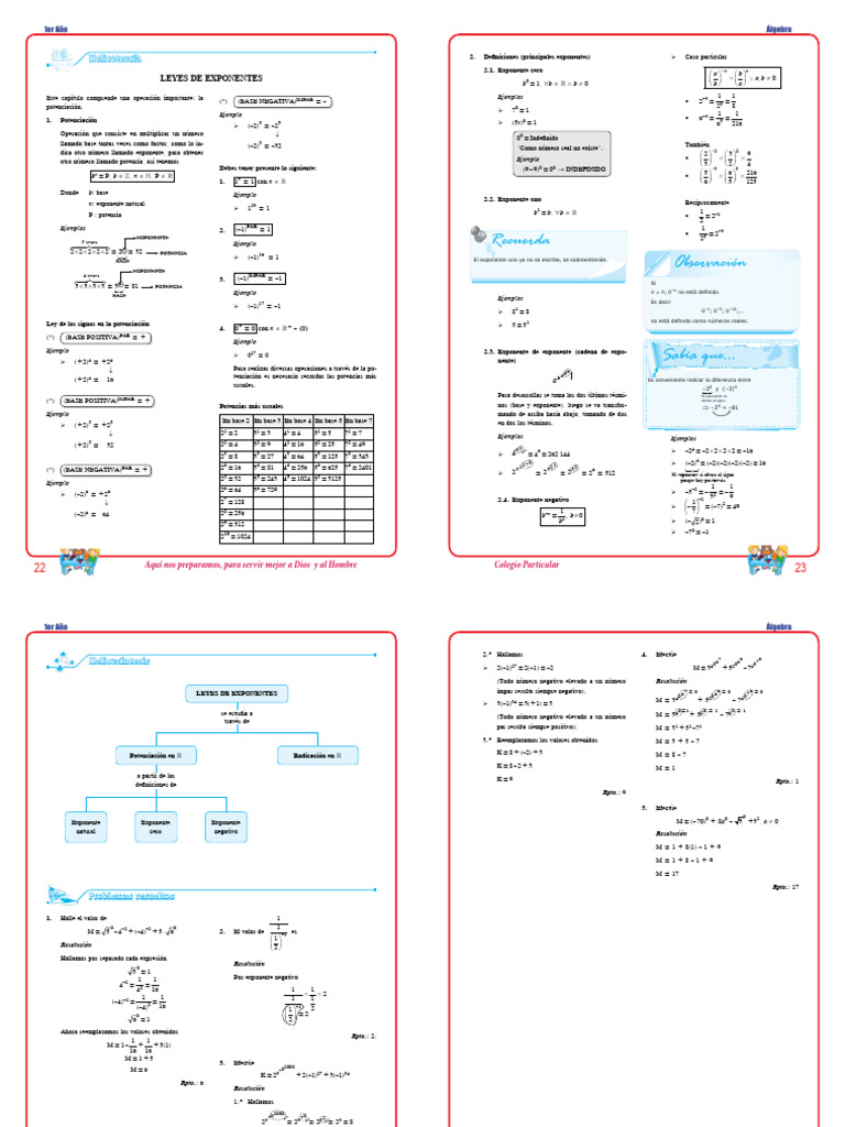 1sec t1 Alg Sacoliv | PDF | Exponenciación | Análisis matemático