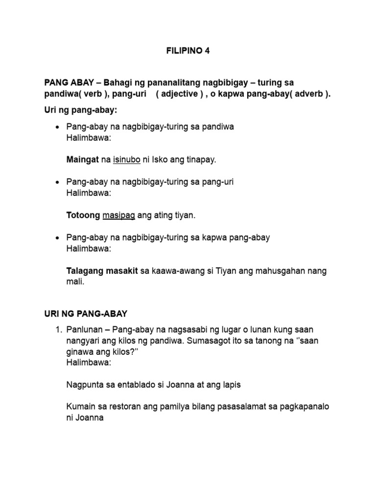 FILIPINO AP CL POINTERS | PDF