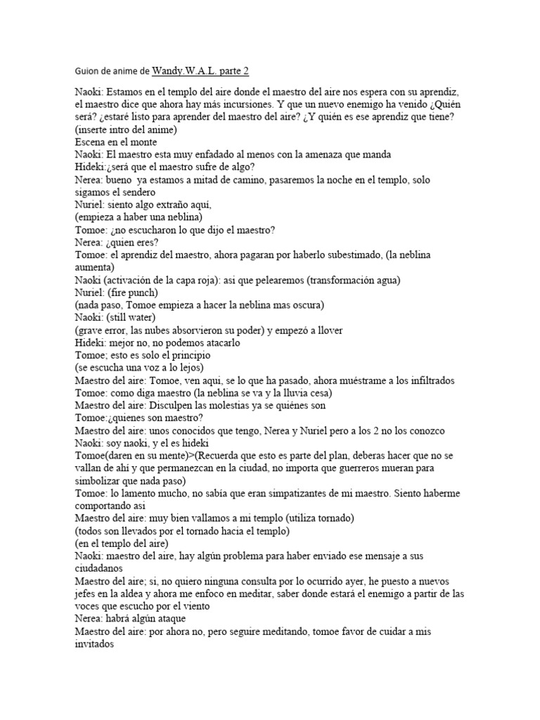 Guion de Anime de Wandy 2 | PDF