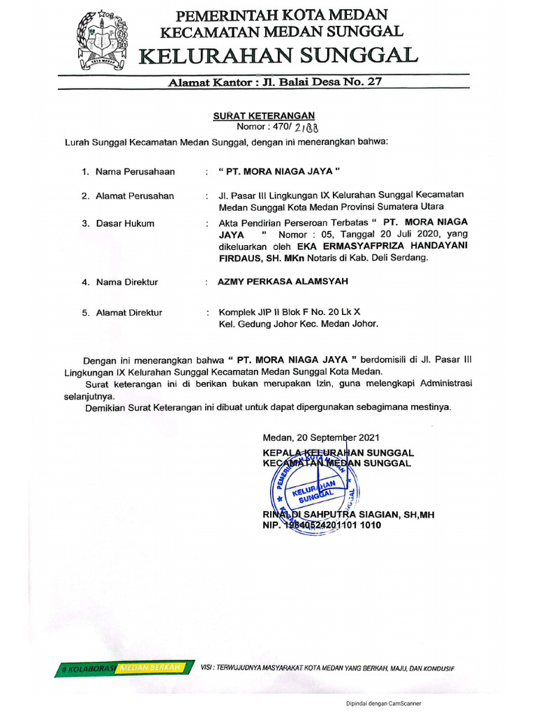 B. 8 - Surat Keterangan Domisili Perusahaan (SKDP) | PDF