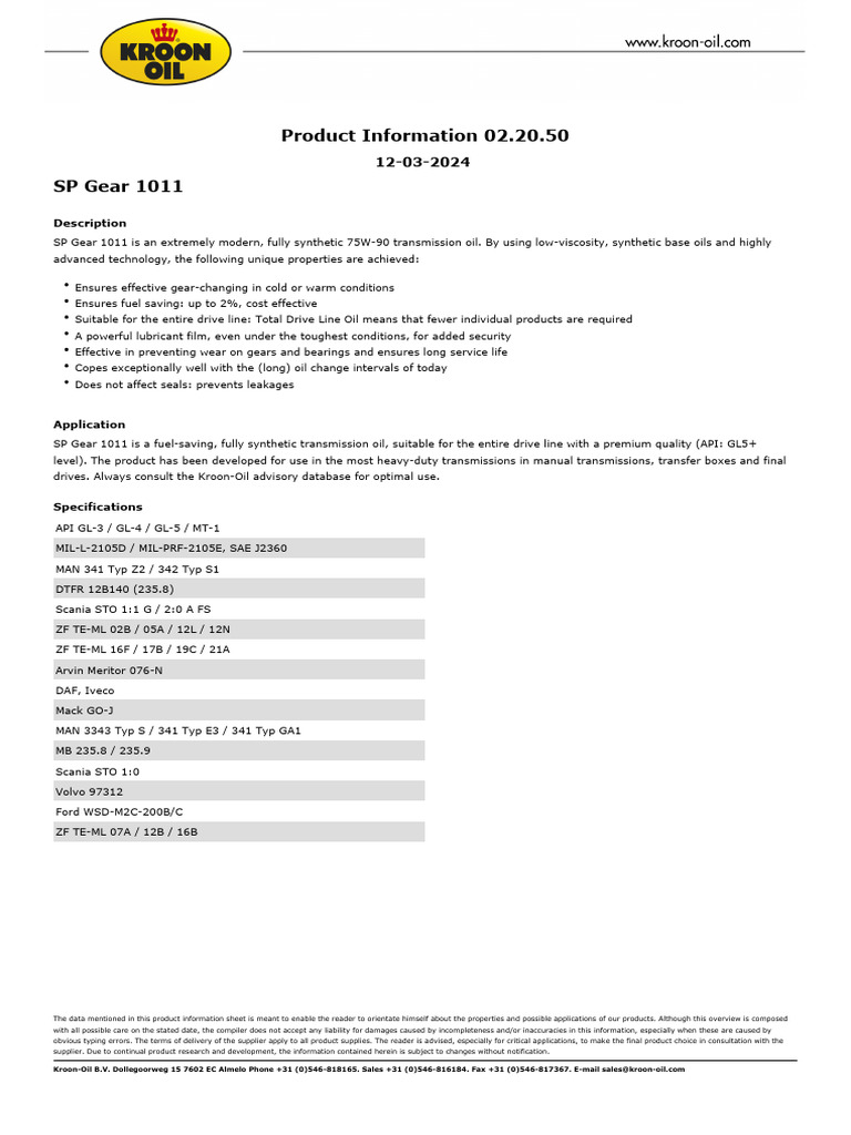PI 022050 SP Gear 1011 EN | Download Free PDF | Motor Oil | Mechanical ...