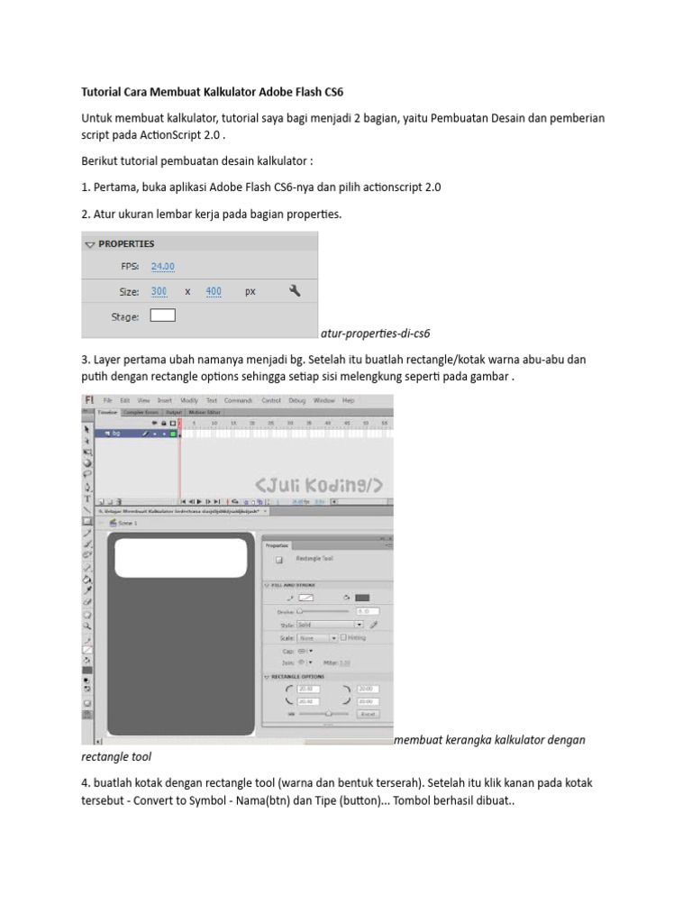 Tutorial Cara Membuat Kalkulator Adobe Flash CS6 | PDF | Komputer
