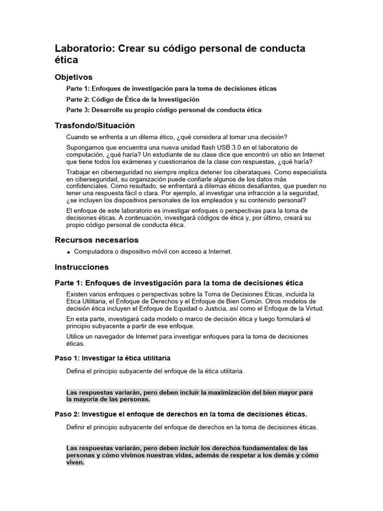 Creación de un Código Personal Ético | PDF | La seguridad informática ...
