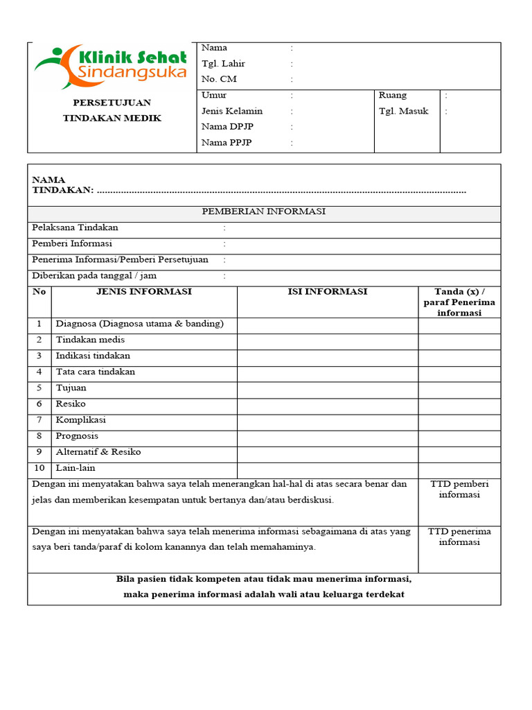 Informed Consent Tindakan Kss | PDF