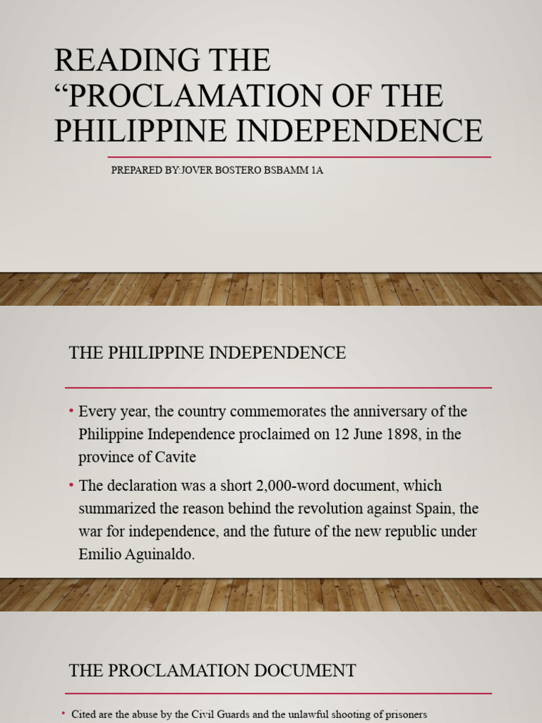Proclamation of The Philippine Independence | Download Free PDF ...