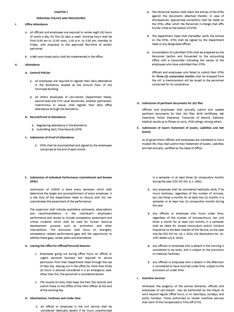LGU-Daram Attendance and Leave Policies | PDF | Cost Of Living | Per Diem