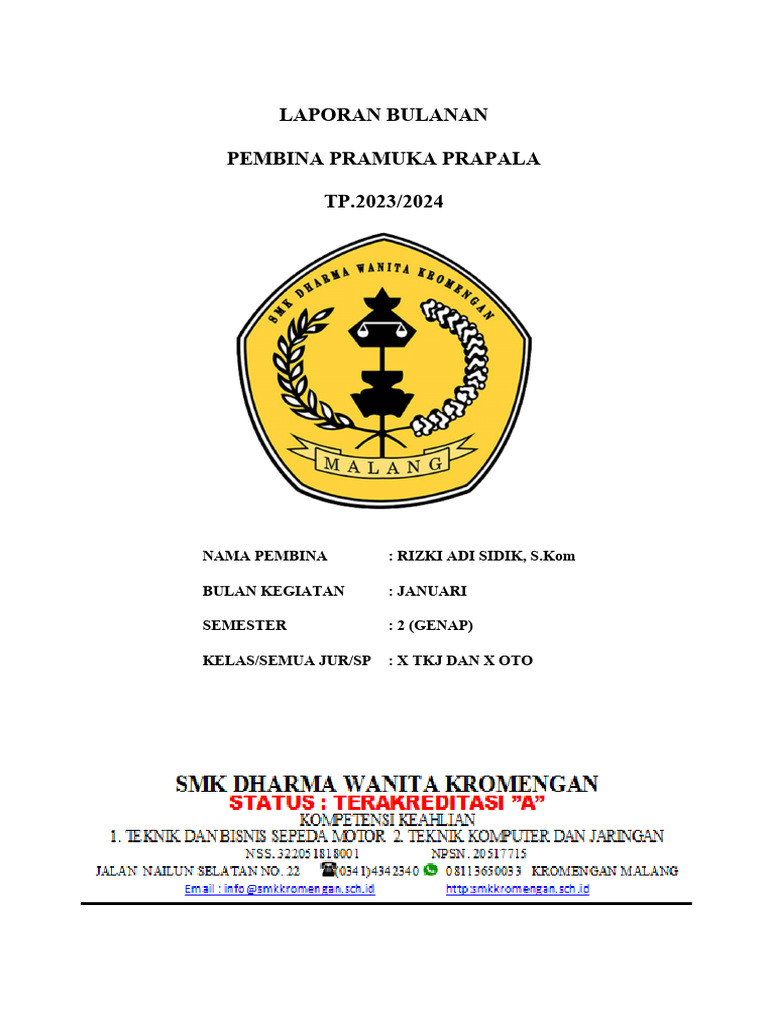 Laporan Kegiatan Pramuka Januari 2024 | PDF