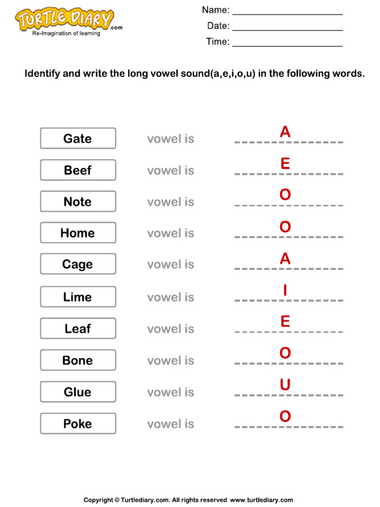 Answer Identify Long Vowel Sound A e I o U | PDF