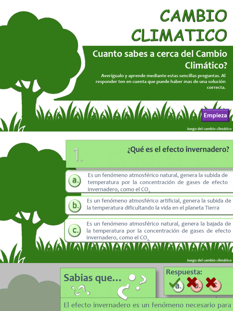 Juego Educativo sobre Cambio Climático | PDF | Gases de efecto ...